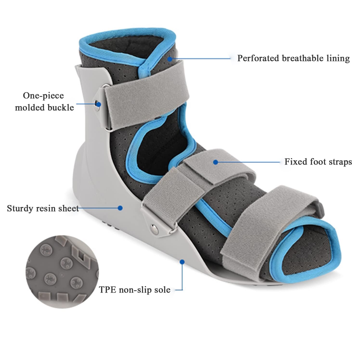 Short Walker Fracture Boot, Ankle Brace Post-Operative Fixation Shoe for Fracture Recovery, Protection and Healing After Foot Or Ankle Injuries,Right,M
