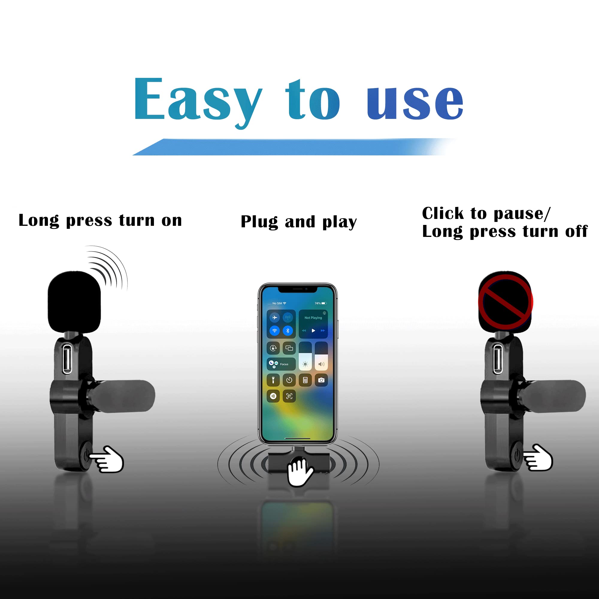 UDEE Professional Wireless Lavalier Lapel Microphone for iPhone, iPad,2 Clip-on Lapel Mini Microphone,Wireless Recording Mic for Interview,Video,Vlog,YouTube,TikTok