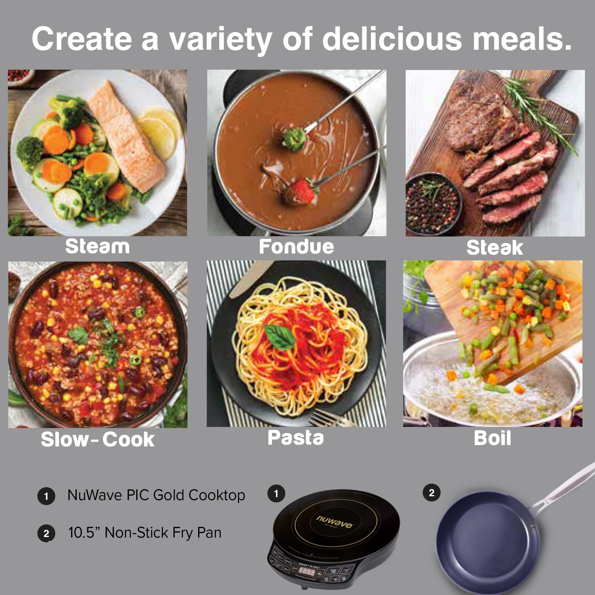 Nuwave Precision Induction Cooktop Gold, 12” Shatter-Proof Ceramic Glass Surface, Large 8” Heating Coil, Portable, 51Temp Settings 100°F to 575°F, 3 Wattage Settings 600, 900, and 1500 Watts
