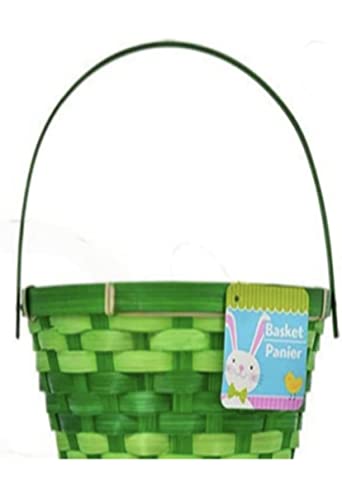 Woven Bright Bamboo Easter Baskets with Hinged Handles With Easter Grass Purple Pink Green Blue 9.125x9.875x8.5-in. with DTJS Special Easter Bonus (Green)