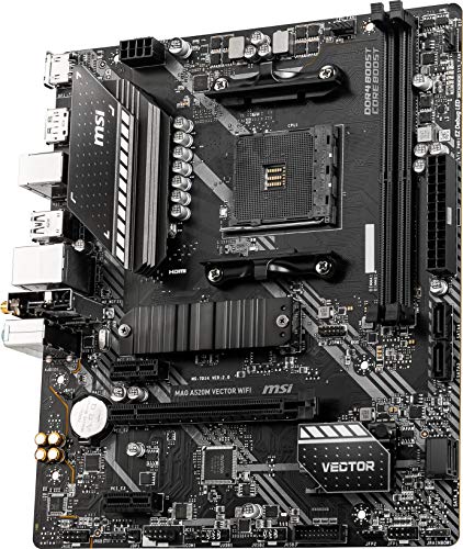 MSI MAG A520M Vector WiFi Gaming Motherboard (AMD AM4, DDR4, PCIe 3.0, SATA 6Gb/s, 1* M.2, USB 3.2 Gen 1, HDMI/DP, WiFi 5, Micro-ATX)
