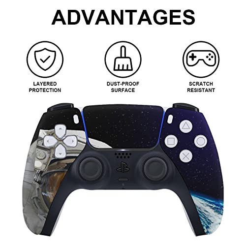 Space Astronaut Dog Full Protective Skin Cover Design Wrap Decal Sticker Compatible with PS5 Digital Edition Console and Controller