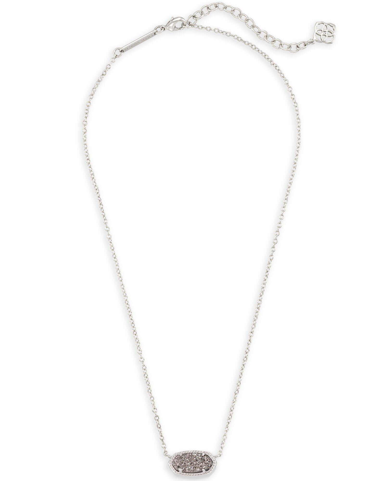 Kendra Scott Elisa Pendant Necklace for Women, Fashion Jewelry, Rhodium-Plated, Platinum Drusy