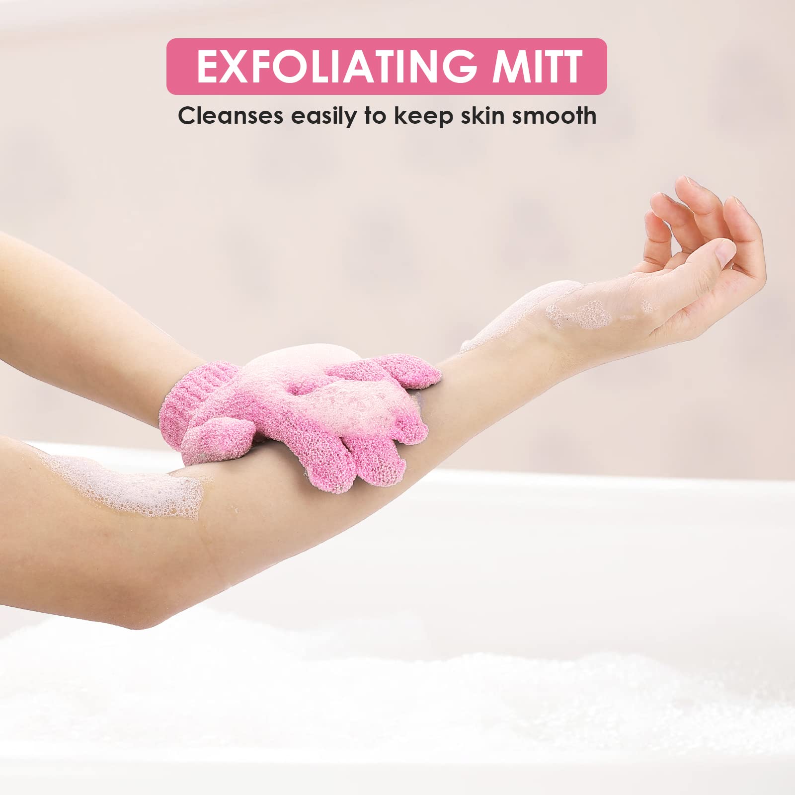 WLLHYF 2 Pcs Exfoliating Shower Gloves, Double Sided Exfoliating Bath Gloves 100% Nylon Deep Clean Body Scrubber Bathing Accessories for Women Men Exfoliation Mitt Beauty Massage Spa
