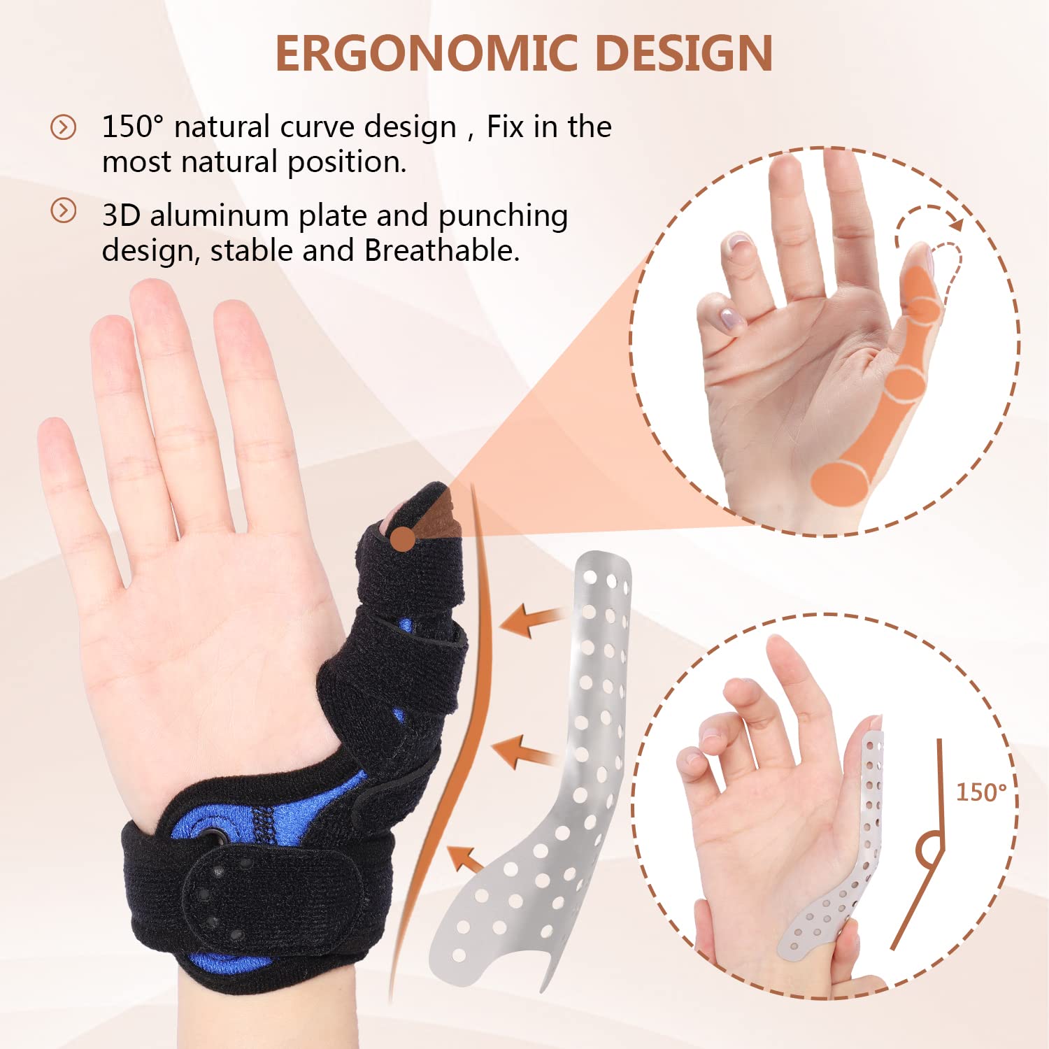 Scurnhau Thumb Brace - for Dequervains Tendonitis, Trigger Thumb Splint, Thumb Spica Splint, Night Stabilizer, CMC Joint Thumb Arthritis Brace for Dislocated Sprains Pain Relief - Fits Men and Women