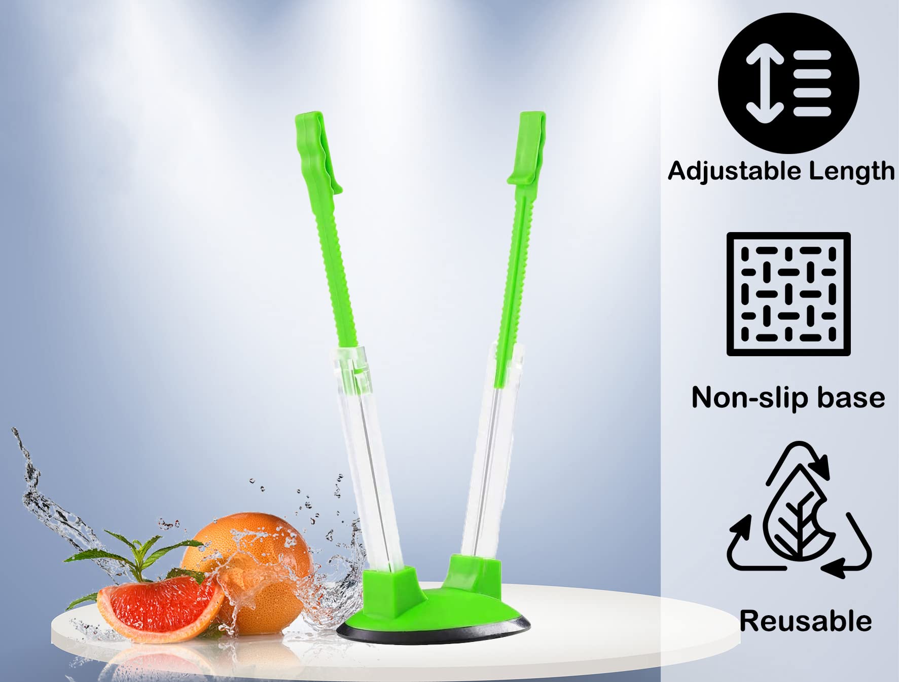 Staont Adjustable Baggy Rack, No-hands Food Storage Holders For Food Prep Bag, plastic Freezer Bag, Clip-Ideal Kitchen Gadget (Green, 2pcs)