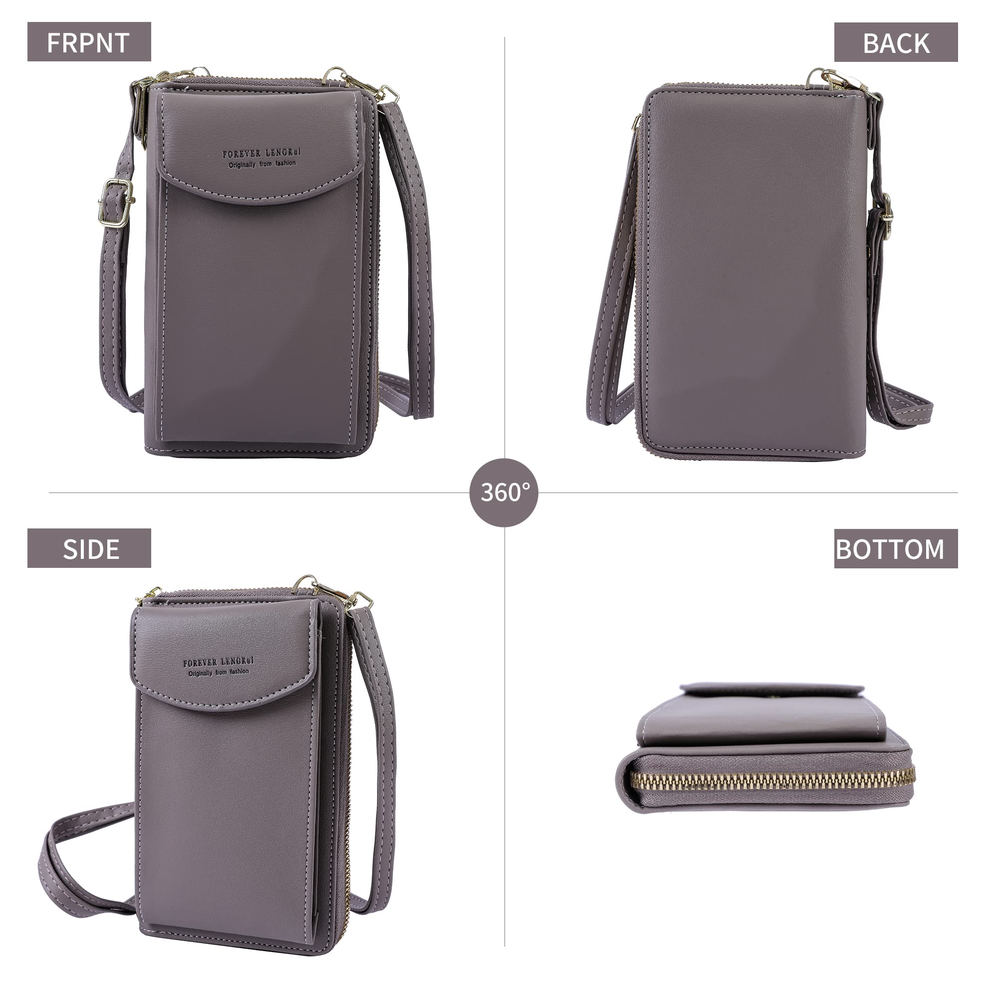 Shoulder Handbag For Women Purse Wallet Small Crossbody Bag With Credit Card(Grey)