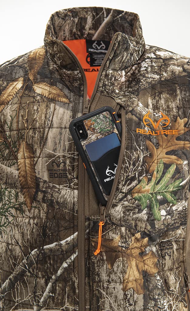 Realtree Men's EDGE and Timber Camo/Orange Reversible Hybrid Puffer Vest (Edge Camo, M)