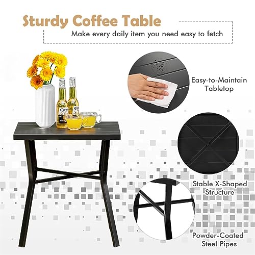 ZLXDP 3PCS Patio Rocking Bistro Set Cushioned Chair Armrest Side Table Red