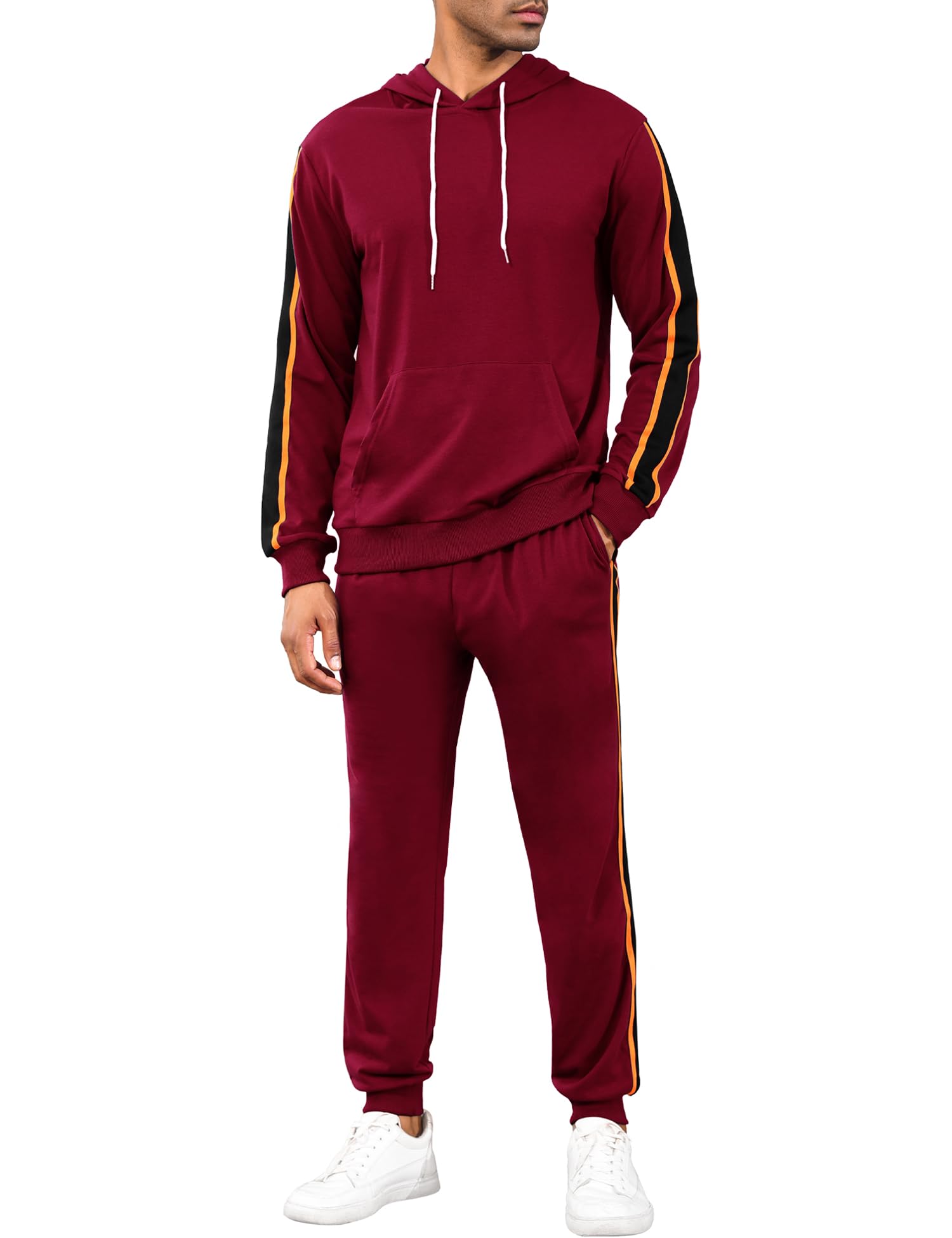 LecGee Men Hoodie Sets Outfits Long Sleeve Sweatshirt Elastic Waist Sweatpants Two Piece Tracksuit Casual Sweatsuit