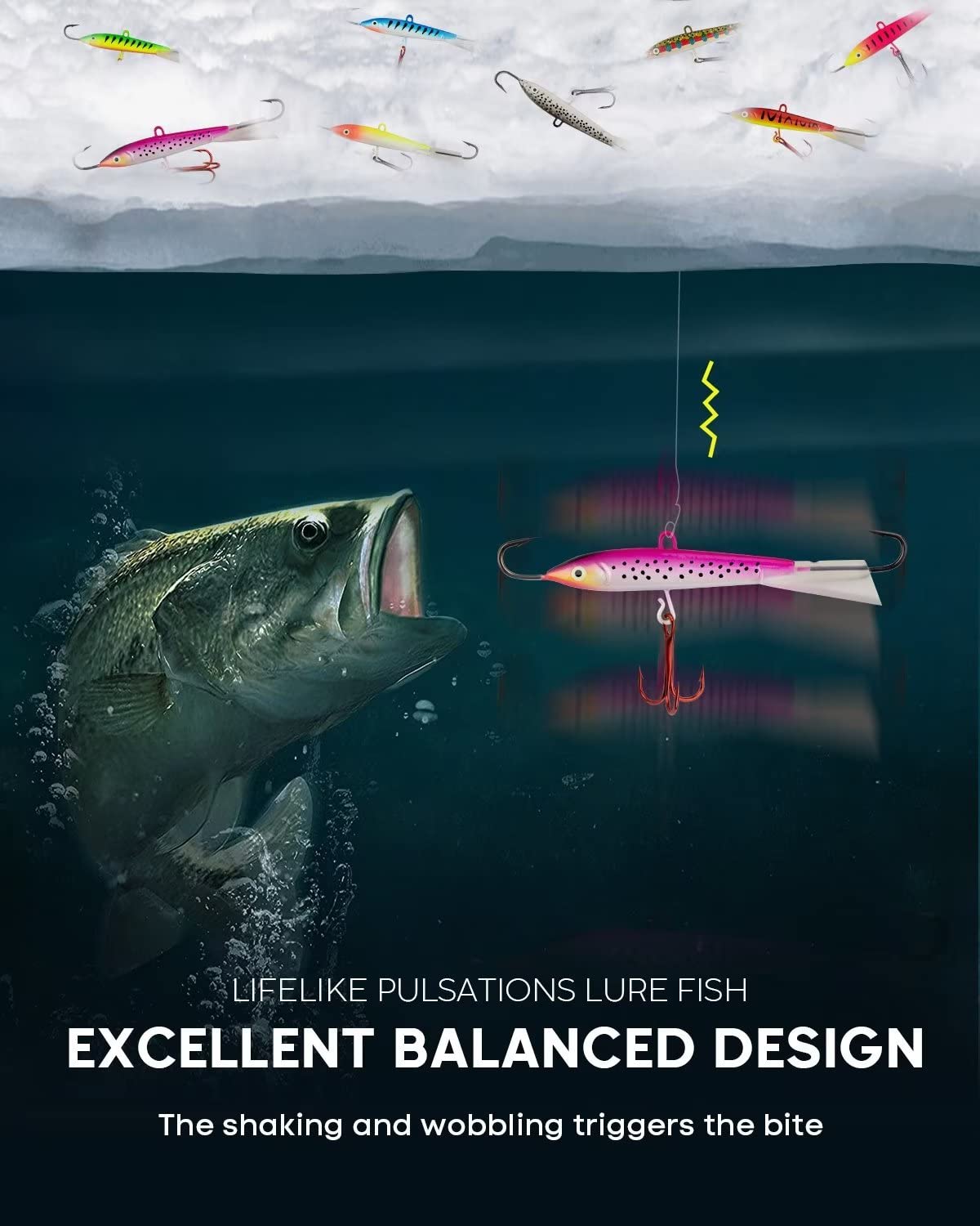 THKFISH Ice Fishing Jigs Vertical Jigs Kit Ice Fishing Tackle B-18g+D-21g