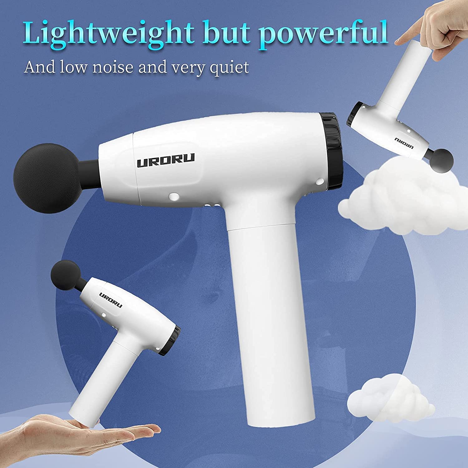 URORU Massage Gun Deep Tissue Massager Back Massager for Athletes Portable Body Muscle Massager Professional Lightweight andheld Deep Tissue Massager White