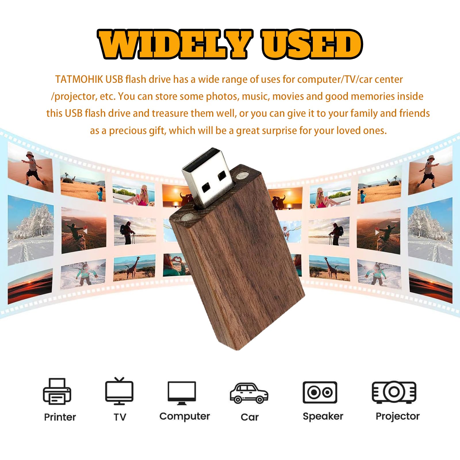 Wood Flash Drives 32GB Memory Stick TATMOHIK Wood USB Flash Drive High Speed USB 2.0 Wood USB Thumb Drive Bulk Jump Drives for Digital Date Storage,Zip Drive,USB Stick(1 Pack-Walnut Wood Shell