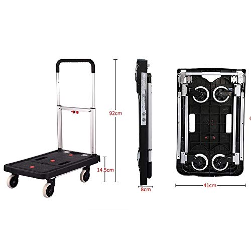 WDBBY Folding Rolling Flatbed Cart Hand Platform Truck Push Dolly for Loading