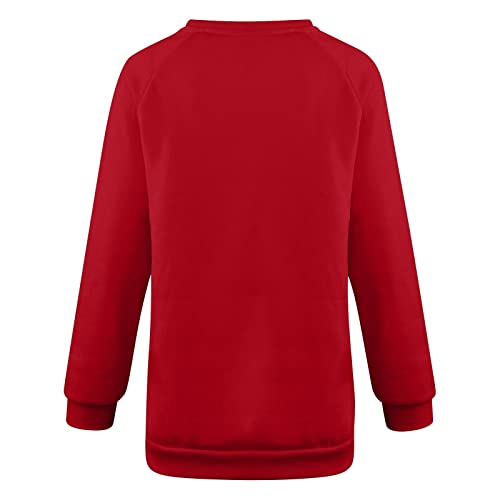 Shusuen Women's Oversized T-Shirt Sweatshirt Valentine's Day Fun Print Pullover Round Neck Long Sleeve Sweatwear Tops