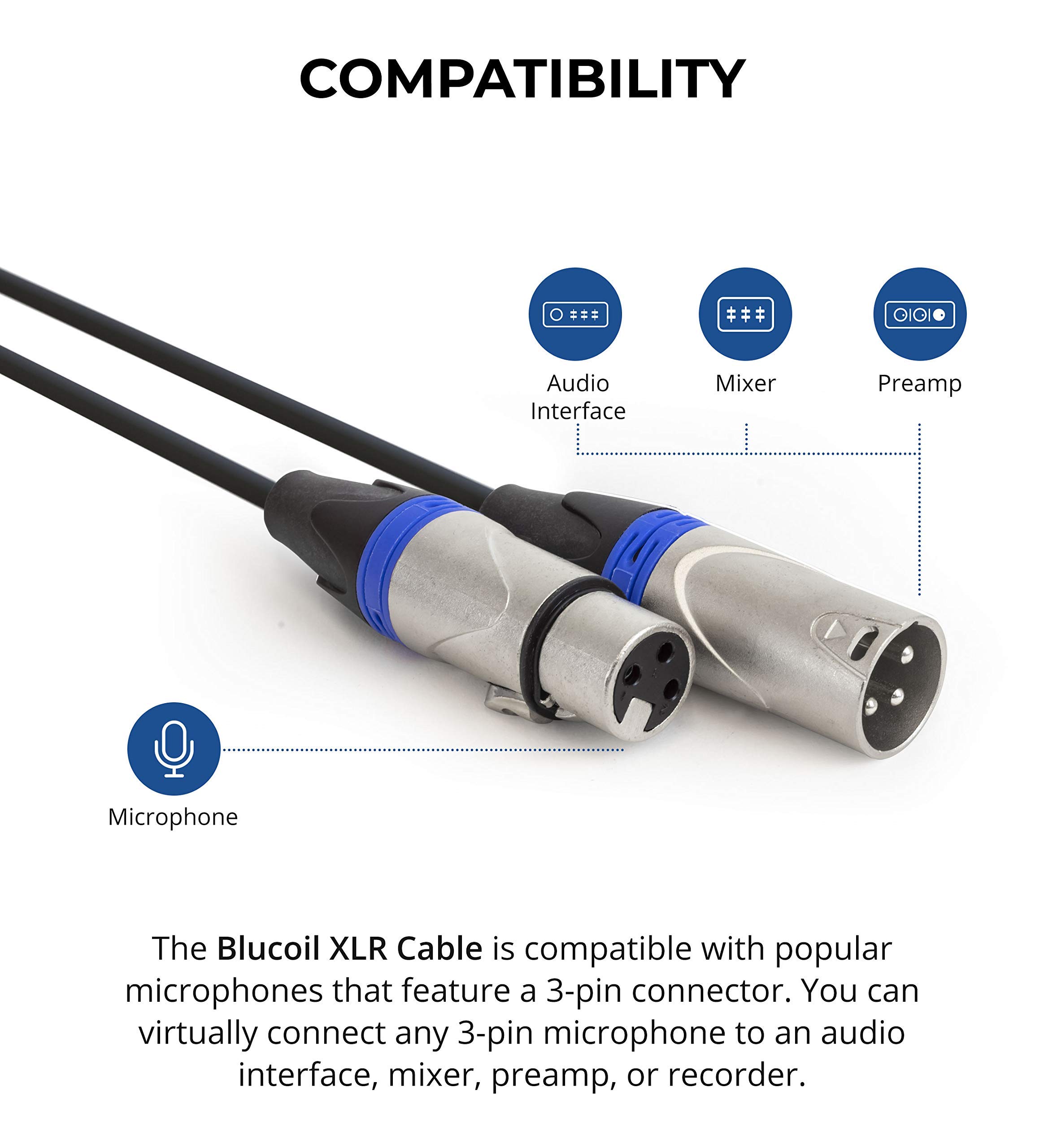 MXL 990 Cardioid Condenser Microphones for Vocal and Acoustic Instrument Recording (2-Pack, Champagne) Bundle with Blucoil 10-FT Balanced XLR Cables (2-Pack)