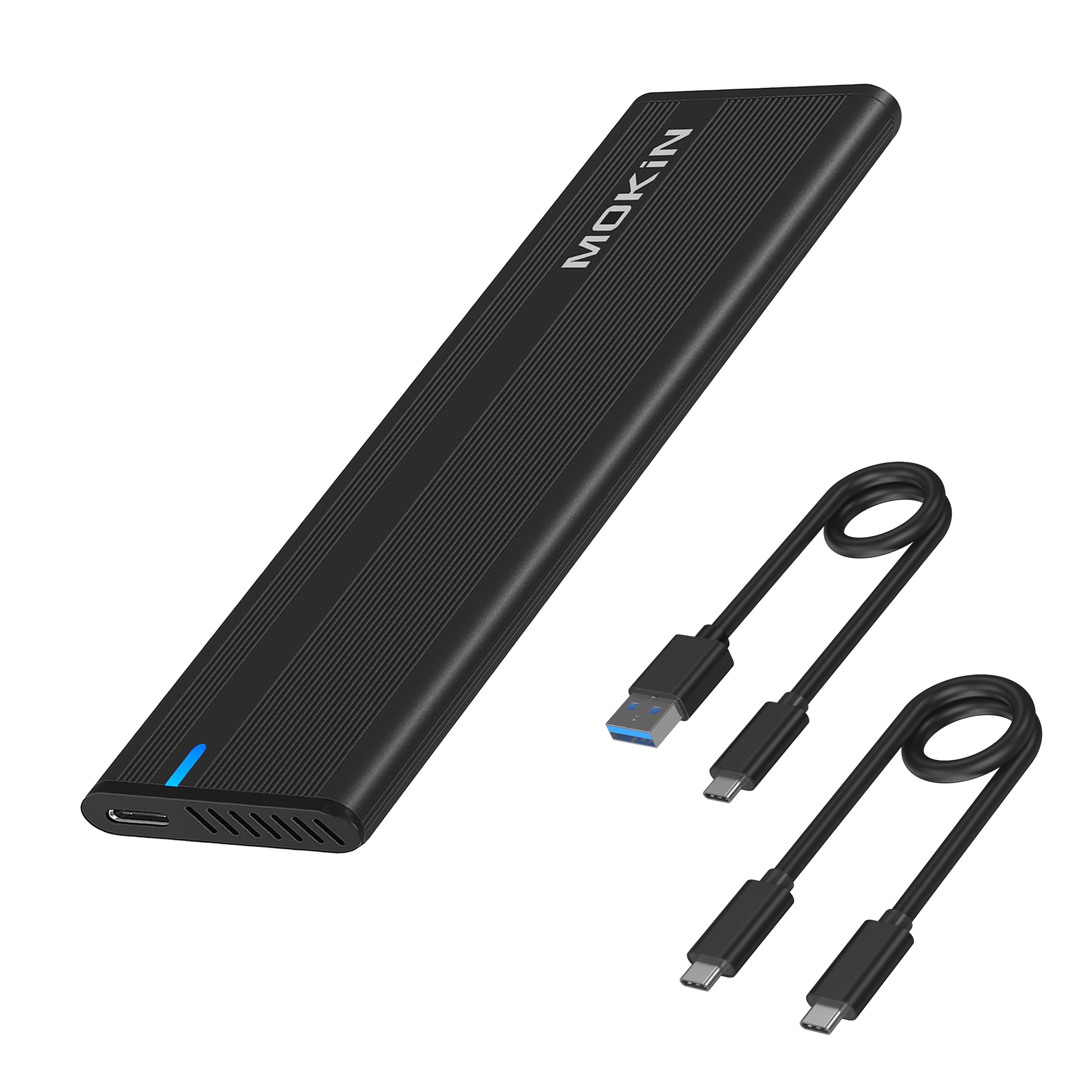 MOKiN M.2 NVMe SATA SSD Enclosure Adapter Tool-Free,USB C 3.2 Gen 2 10Gbps M.2 NVMe,6Gbps SATA PCIe M-Key(B+M Key), NVMe M.2 Enclosure Support UASP Trim for 2242/2260/2280 SSD