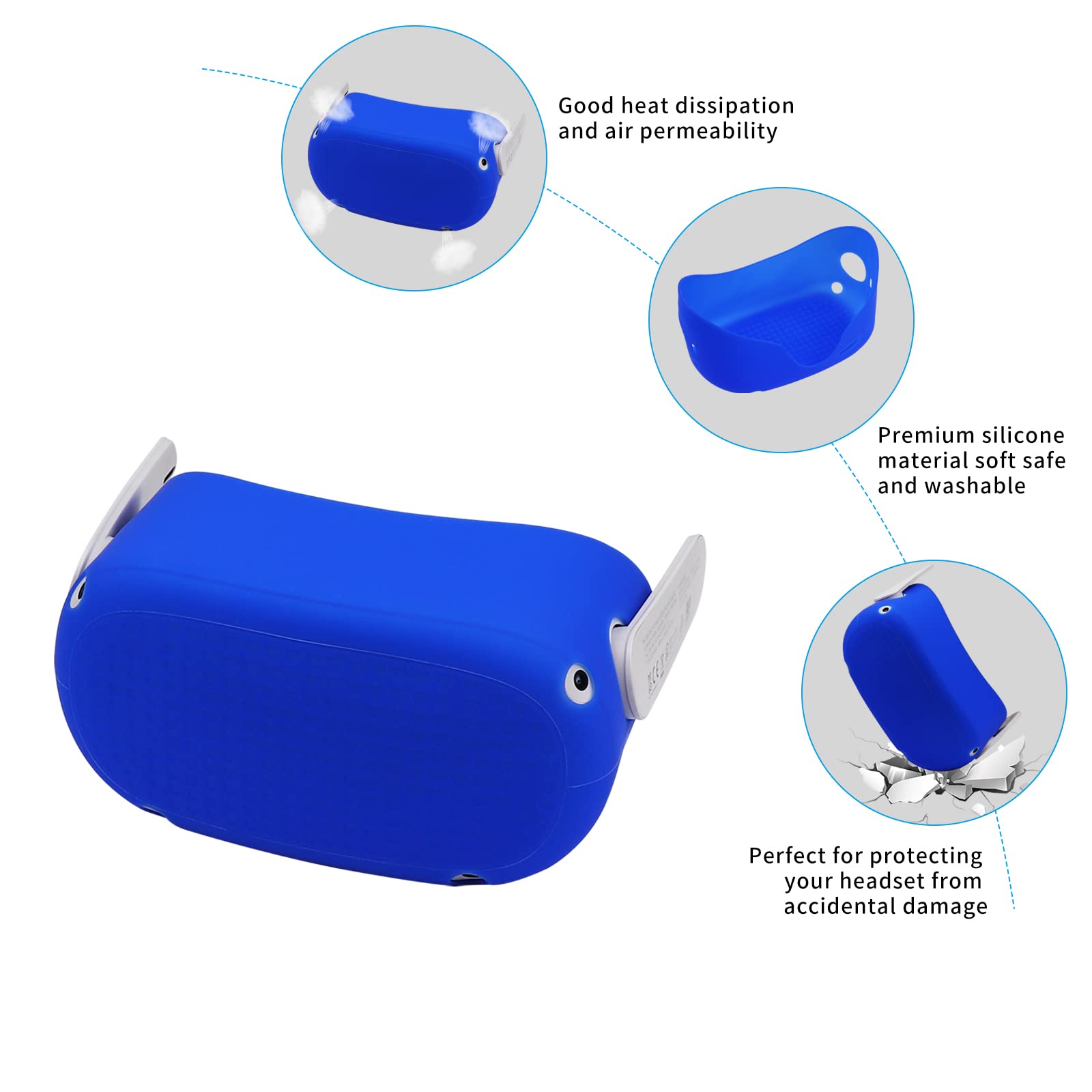 RALAN Quest 2 VR Silicone Accessories kit,VR Silicone face Cover，VR Shell Cover,Quest 2 Touch Controller Grip Cover,Protective Lens Cover,Disposable Eye Cover and 4 thumb grips.