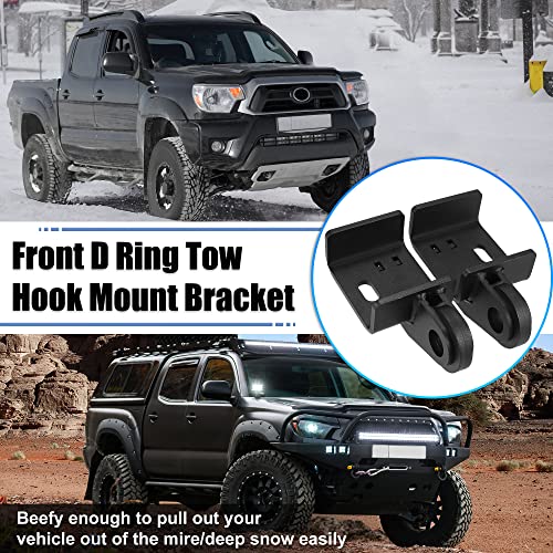 X AUTOHAUX 2 Pcs Front Tow Hook D Ring Mounting Bracket Tow Hook Bracket Kit for Toyota Tacoma 2009-2021 Front Bumper D-Ring Shackle Bracket Steel Anti Rust Coating Black