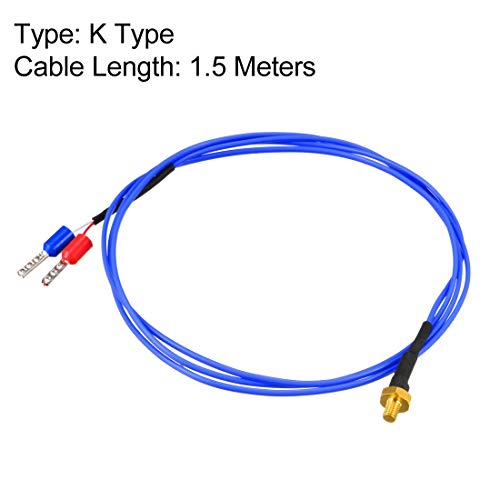 uxcell Thermocouple K Type, 0-260C M3 Screw Temperature Sensor Probe 5ft for 3D Printer