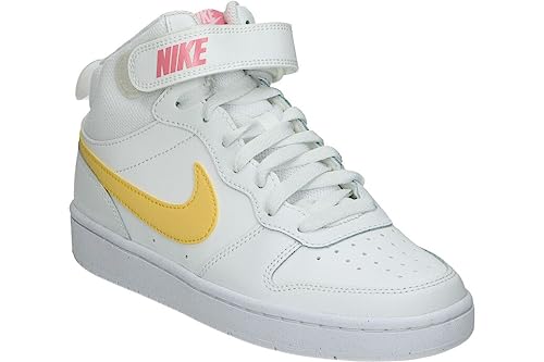 Nike Court Borough Mid 2 (GS) Unisex Adult, 6 US, Summit White/Topaz Gold, 4 Big Kid