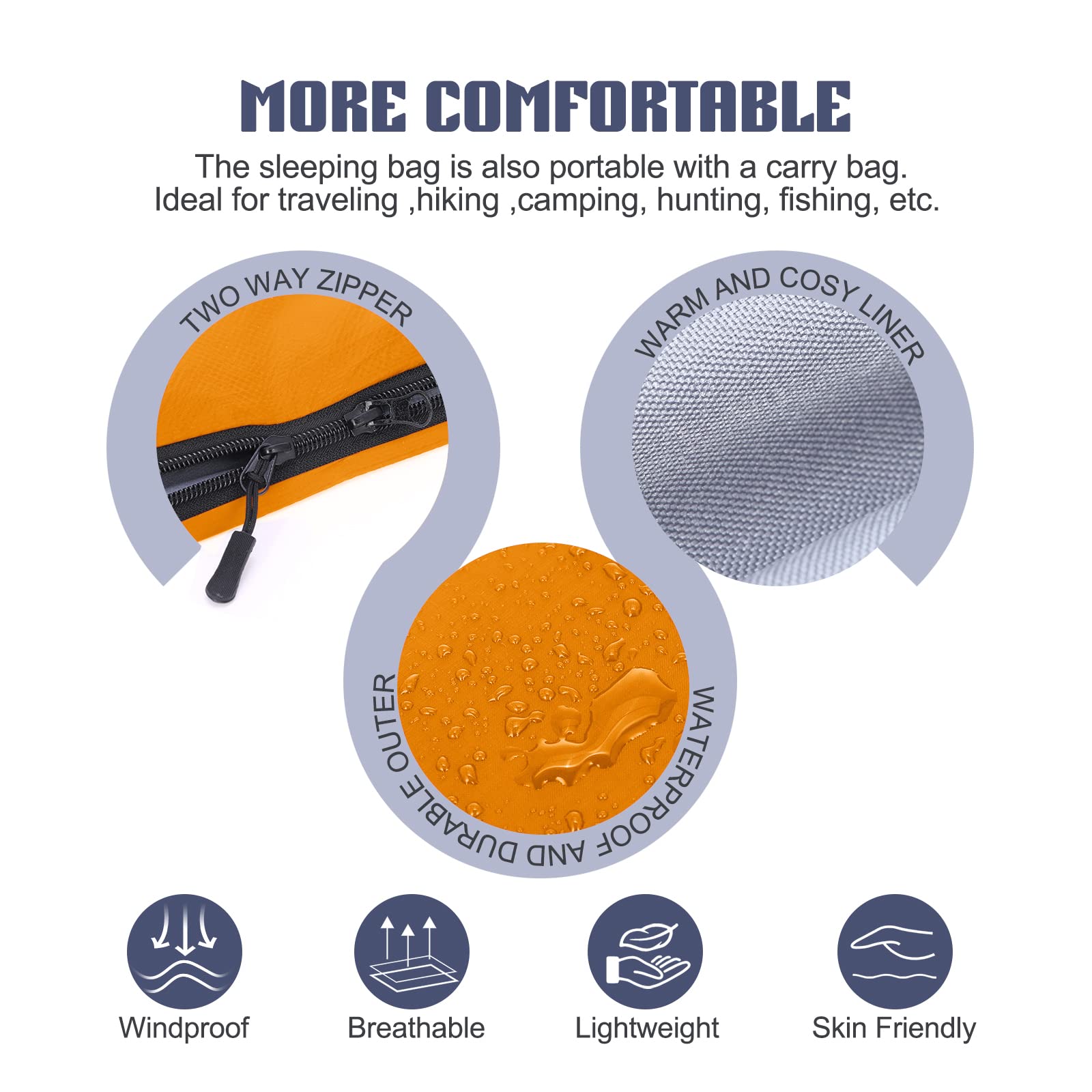 Lixada Envelope Sleeping Bag Ultra-Light Waterproof with Sack for Outdoor Traveling Camping Hiking