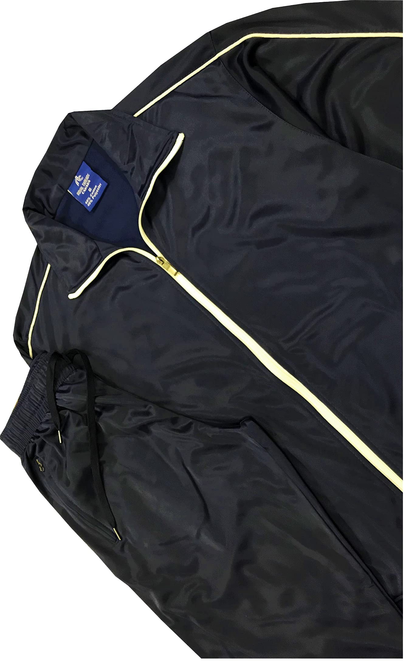 Men Classic Activewear Spring TrackJacket Trackpants Tracksuit Outfit (Navy Blue, 3XL)