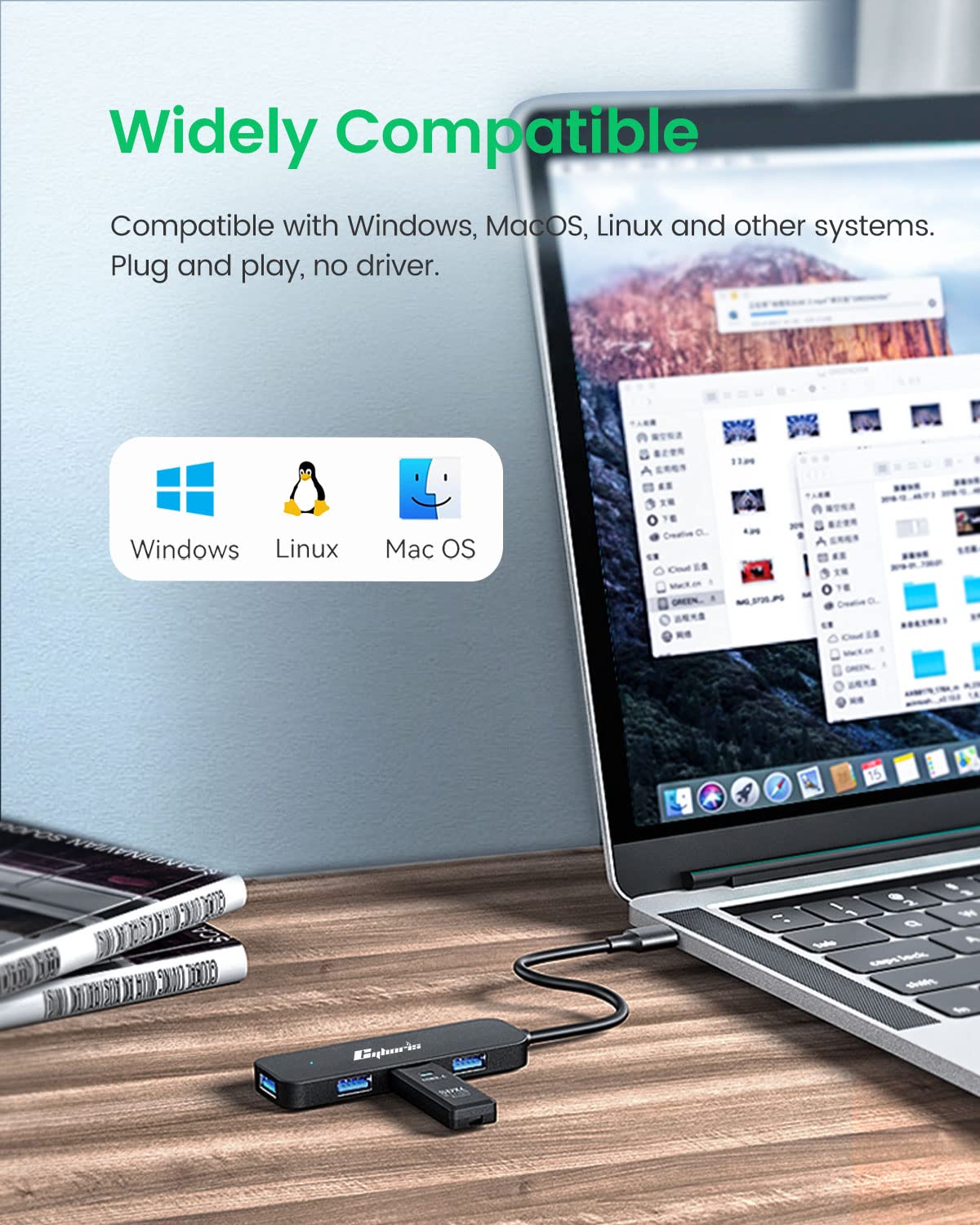 USB 3.0 Hub, 4 Port USB Hub Splitter USB Expander Compatible with MacBook Air, Mac Pro, iMac, Surface Pro, Laptop, PS4, XPS, Xbox, Flash Drive, HDD, Keyborad, Mouse