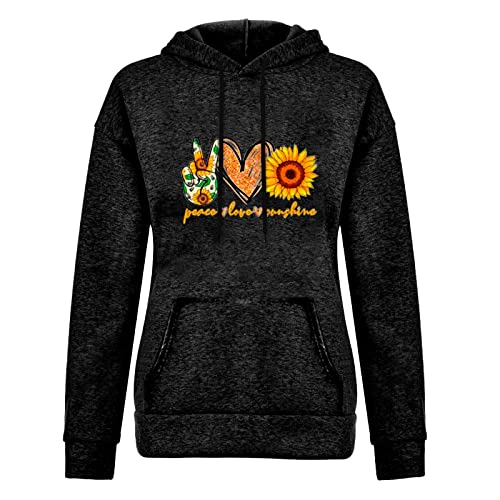 Women Long Sleeve Tshirt Loose Casual Sweatshirt Pullovers Sweatshirt Fall Long Sleeve Blouse Tops With Hood and Zip Black