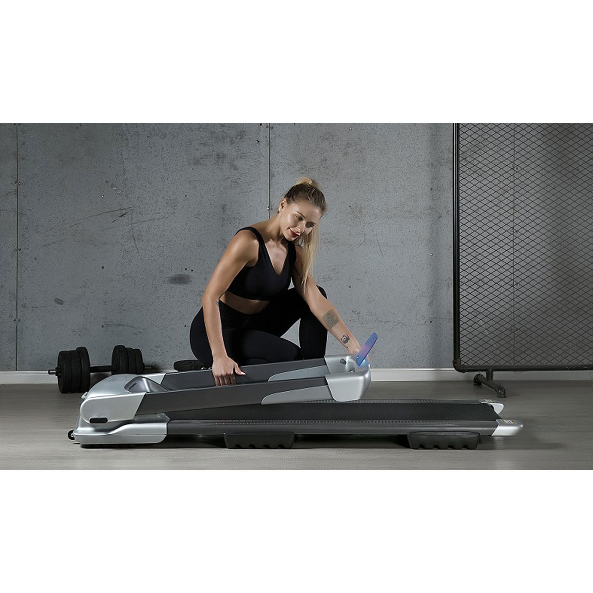 OVICX Folding Portable Treadmill Electric Foldable Treadmills with Bluetooth Installation-Free Running Treadmill for Home Office Use