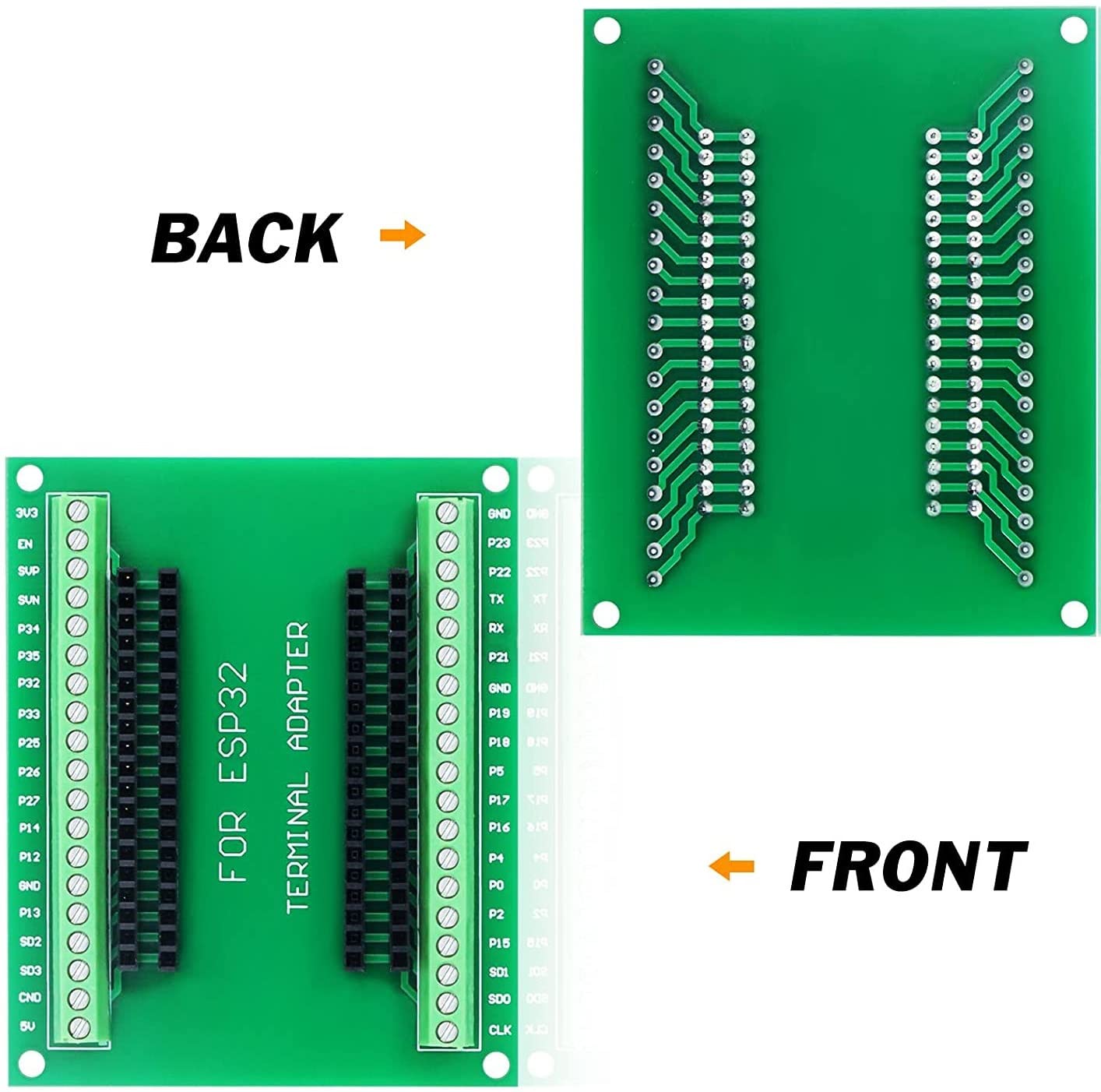 WWZMDiB 3Pcs 38PIN ESP32 Breakout Board Pin Out IO Out 1 into 2 for ESP32 Development Board(Pin spacing: 2.5cm / 1 in) (1Pcs)