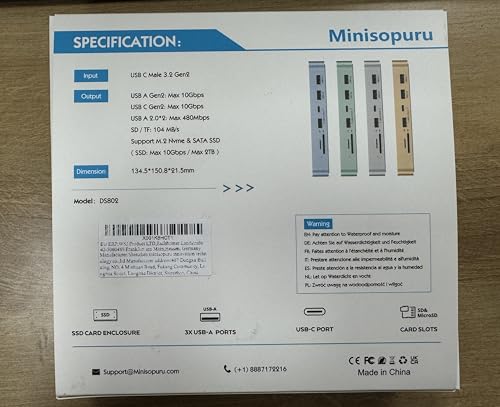 USB C Hub for iMac 24 inch 2021/2023, Minisopuru USB Hub Adapter Support M.2 NVMe SSD, iMac USB Hub for iMac M1/M3, iMac Accessories with USB C 10Gbps, USB A 3.2, SD/TF, M.2 SSD(Not Included), Silver.