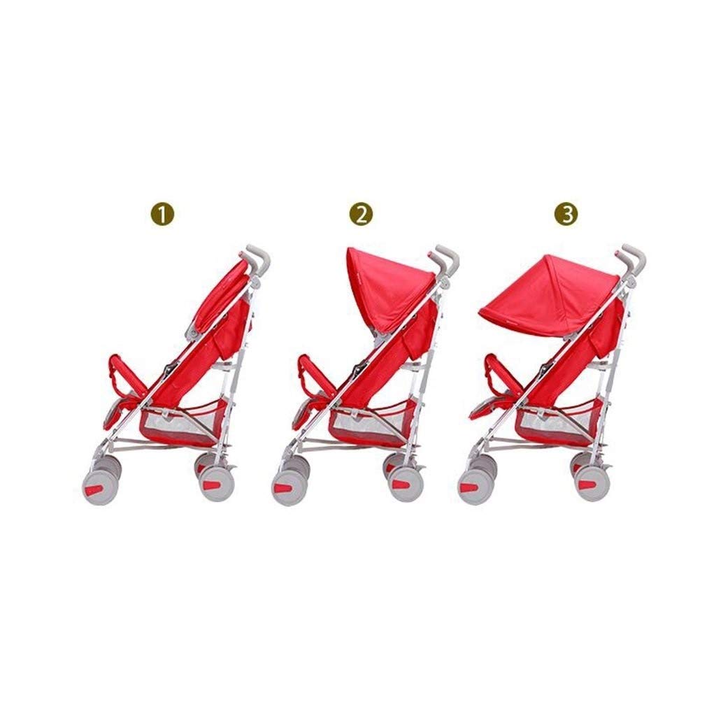 WYFDP Baby Stroller Bassinet Pram Carriage Stroller Can Sit Reclining Shock Portable Folding Light Umbrella Travel Newborn Baby Carriage Red