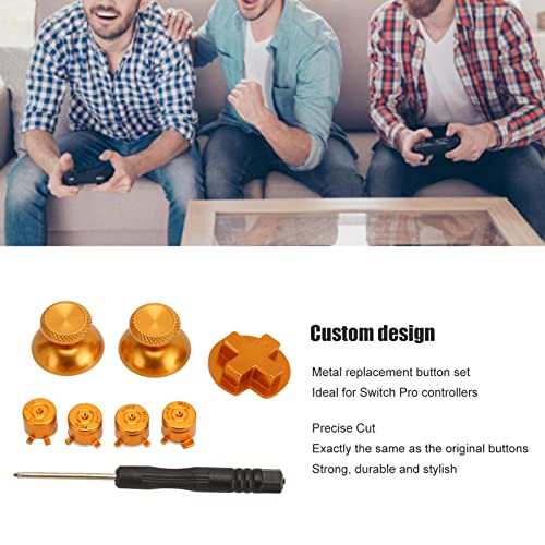 Thumbsticks Analog Bullet Button, Aluminum Custom Metal Replacement Joystick Thumb, Metal Buttons Hats Spare Parts PS4 Accessories for Switch Pro