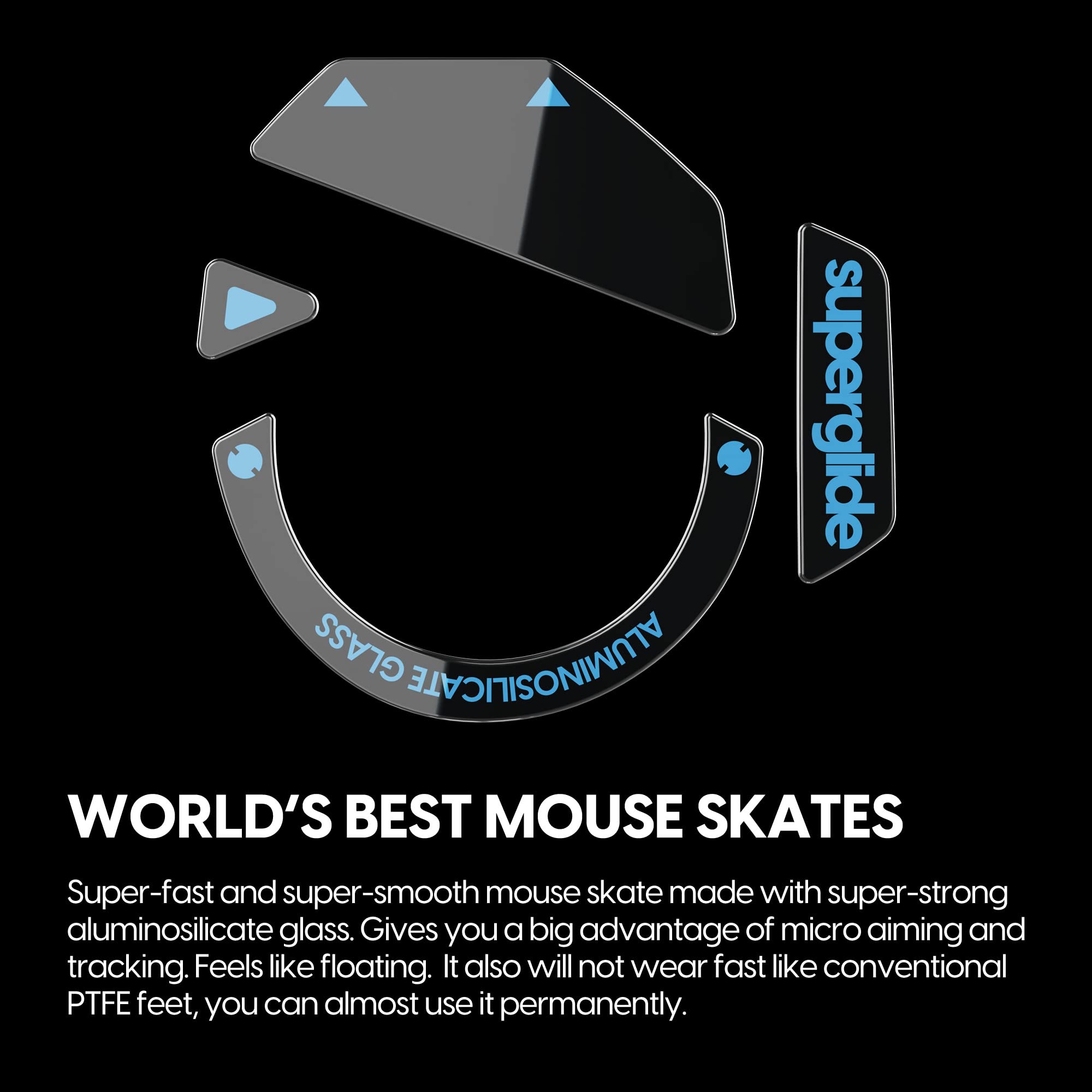 Superglide - Fastest and Smoothest Mouse Feet/Skates Made with Ultra Strong Flawless Glass Super Fast Smooth and Durable Sole for Logitech G502 Wireless [Black]