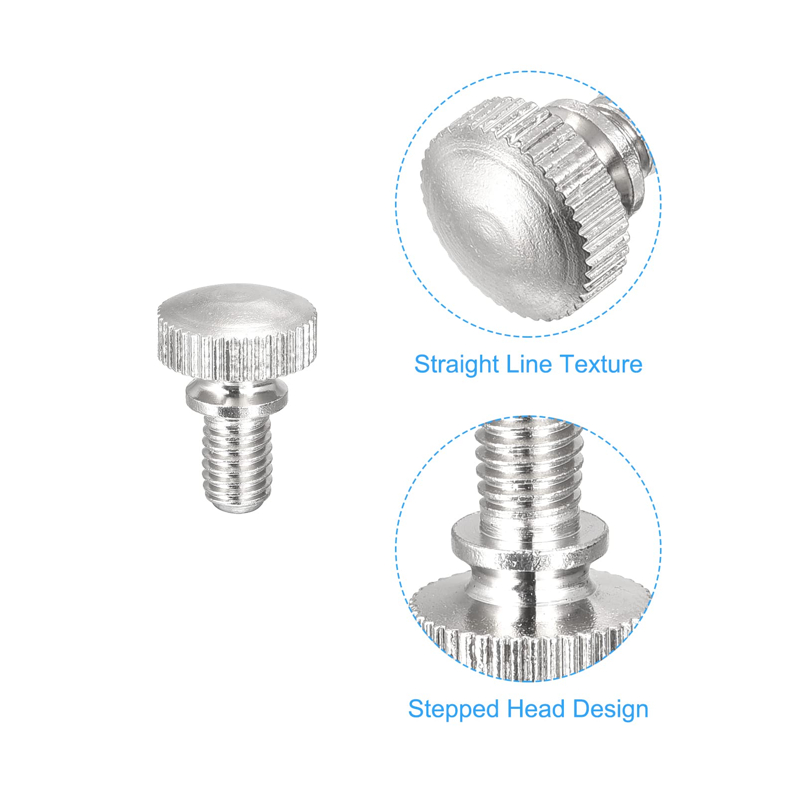 uxcell Knurled Thumb Screws, M5x8mm Brass Shoulder Bolts Grip Knobs Fasteners, Nickel Plated 5Pcs