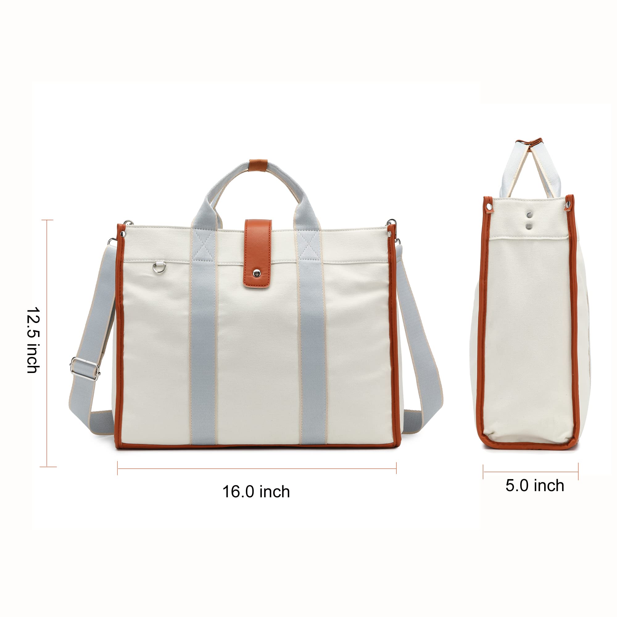 Laptop Bag for Women 15.6 Inch Lightweight Canvas Tote Bags Teacher Work Bag for School Travel