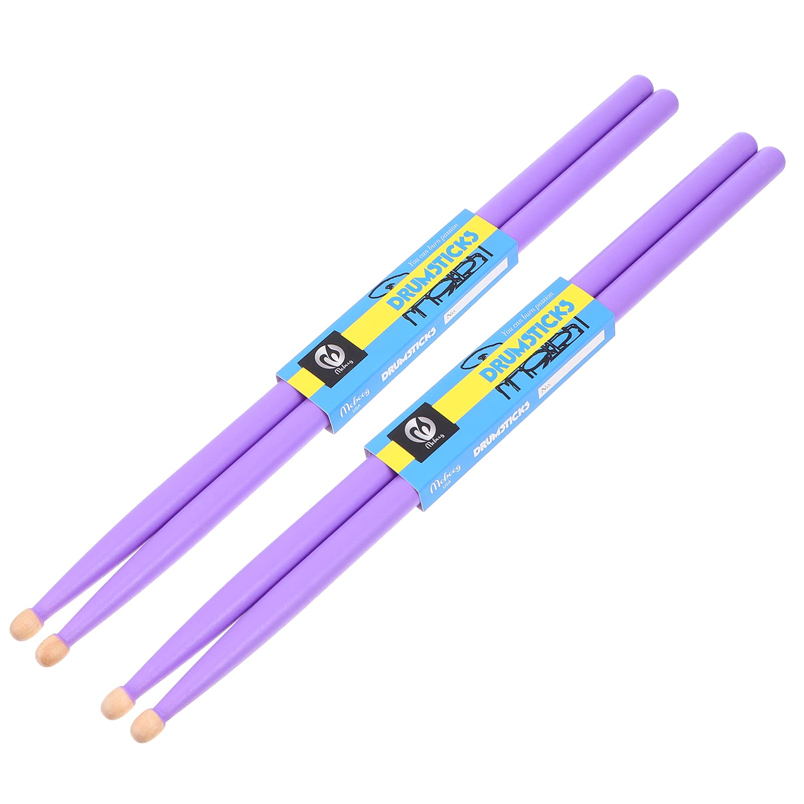 MILISTEN 2 Pairs Purple Maple Percussion Drum Sticks Maple Wood Drumsticks Non Slip Drum Sticks Wood Tip Maplewood Drumstick for Kids Students and Adults