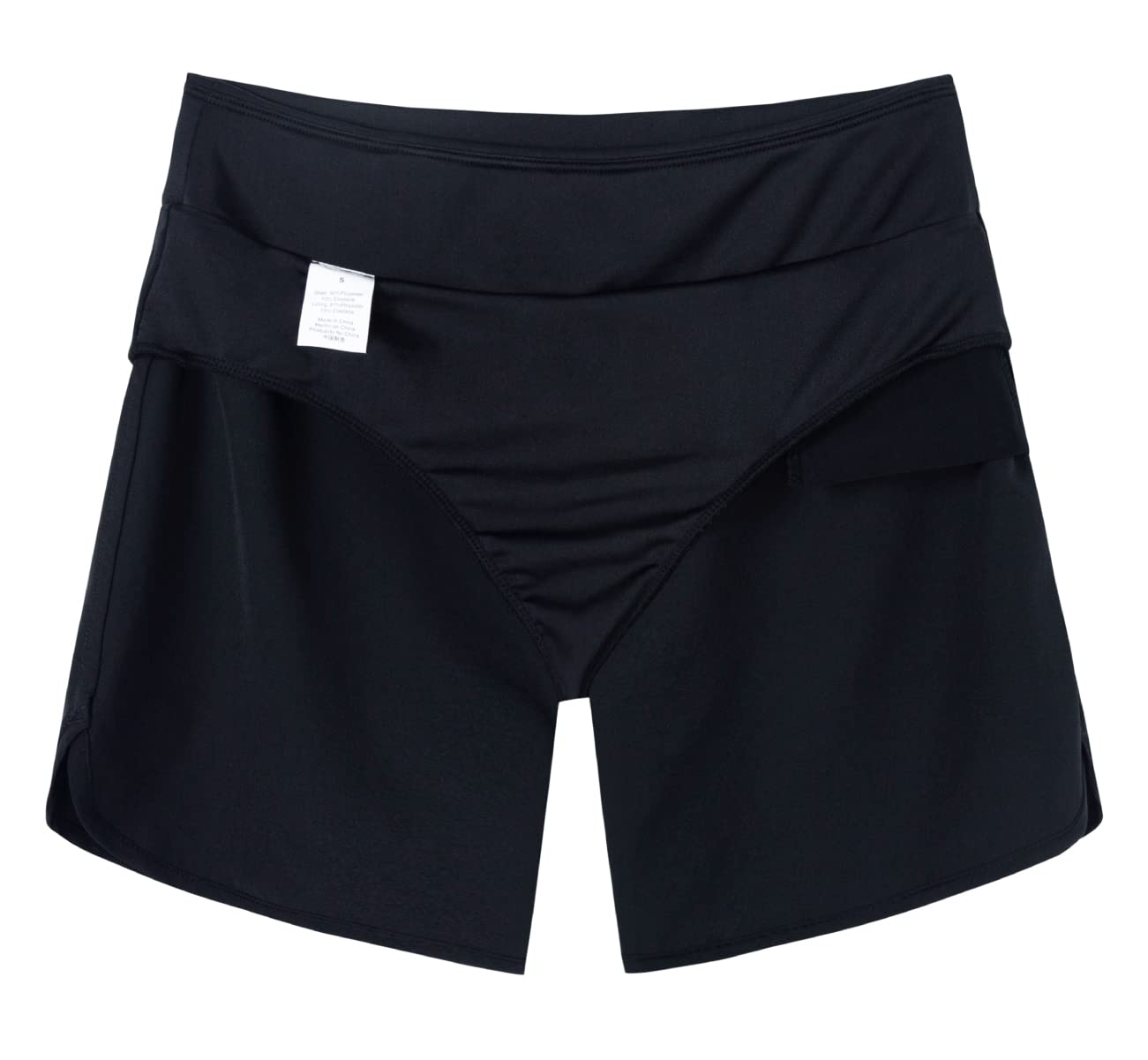 SURF CUZ Women's 5" Swim Board Shorts Tummy Control Swimsuit Bottom with Liner and Pockets(Black - L)