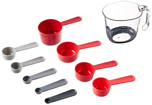 Tovolo Magnetic Nested System Cups & Spoons for Wet and Dry Ingredients, Cup Baking Set, Measuring Spoons & Cups for Cooking, Dishwasher-Safe & BPA-Free, Candy Apple Red