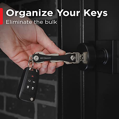 KeySmart Key Holder for Keychain Key Ring - Compact Key Organizer Key Chain Key Case, Minimalist Pocket-Sized EDC Keychain, Loop Piece for Car Fobs, Expandable (up to 8 Keys, Black)