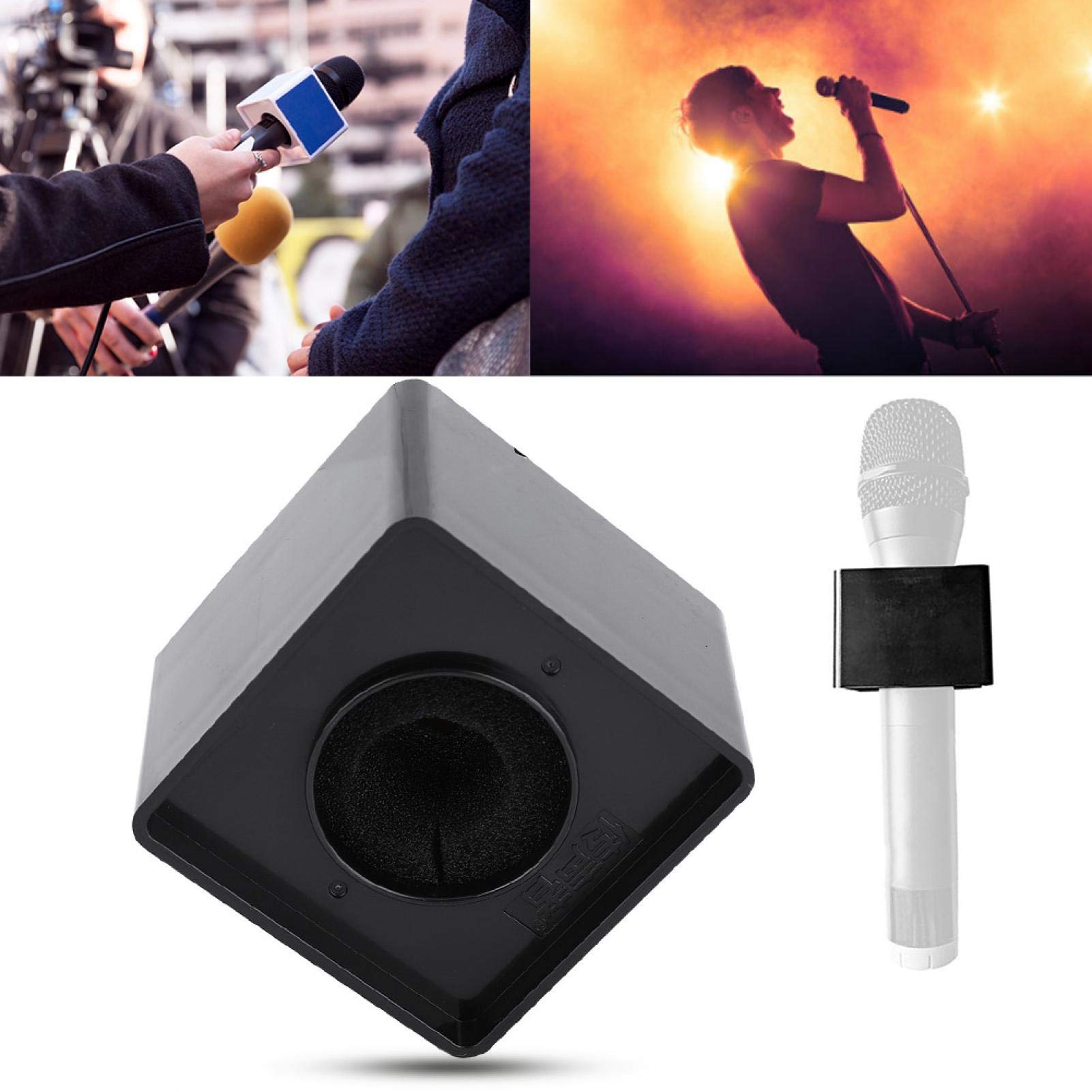 Mic Flag, Cube Shaped Portable Black 41mm Diameter Microphone Logo Flag Station for Interview for Meeting (01s1n9mht4qk2024)