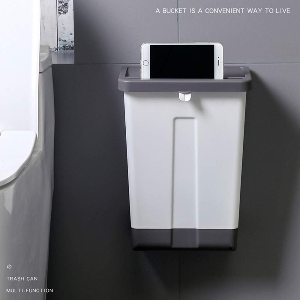 MCCONS Trash Can Kitchen Trash Can Plastic Wall Mounted Trash Bin Waste Recycle Compost Bin Garbage Bag Holder Waste Container Bathroom Dustbin