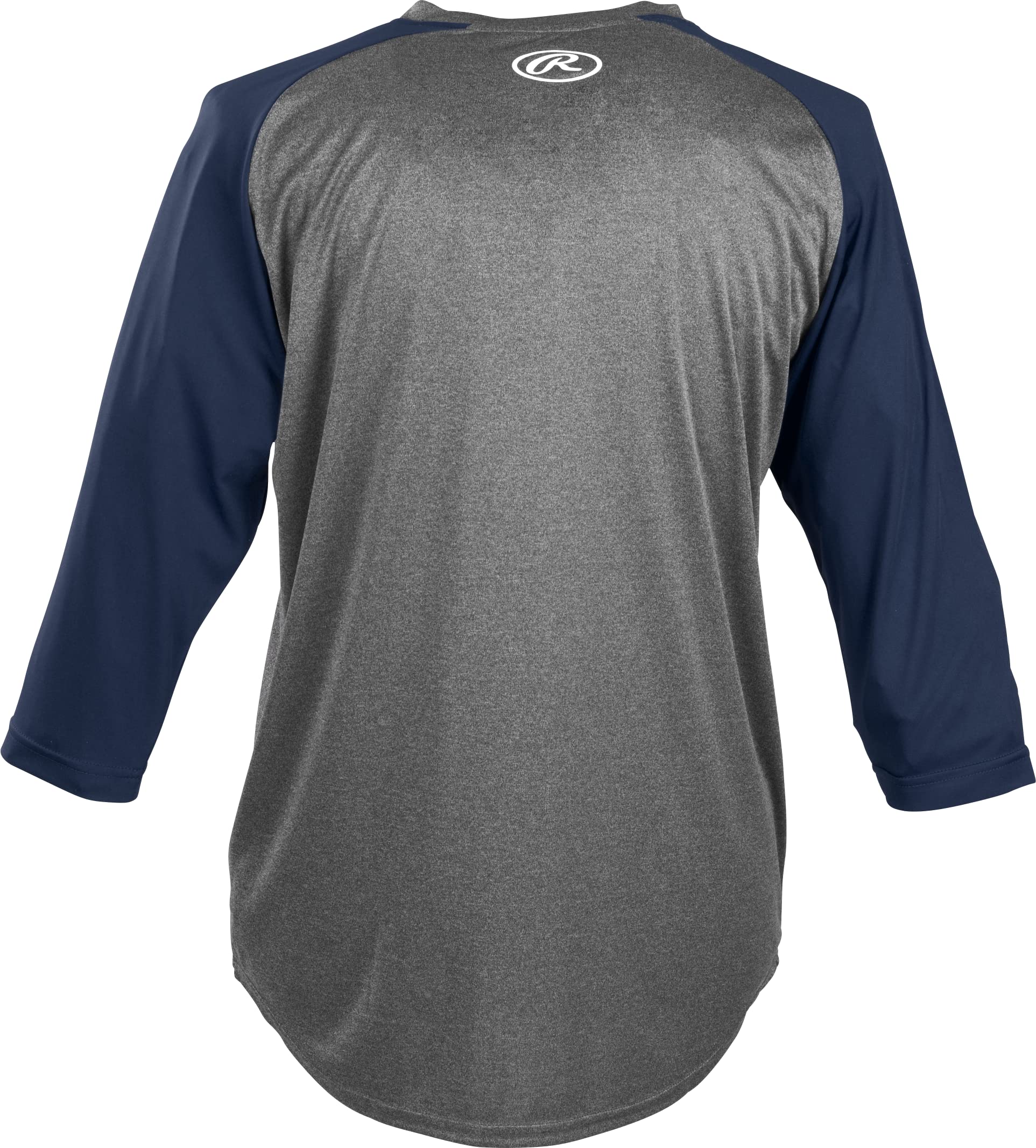 Rawlings Mens 3/4 Sleeve Shirt, Graphite/Navy, Large US