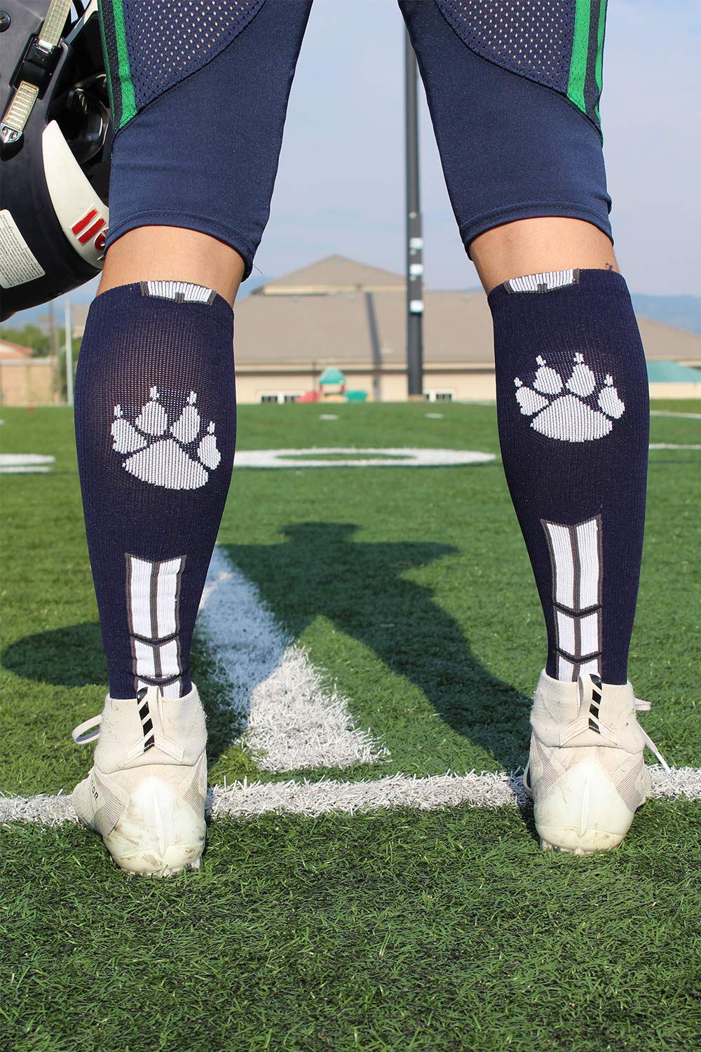 MadSportsStuff Wild Paw Over the Calf Socks (Purple/White/Graphite, Small)