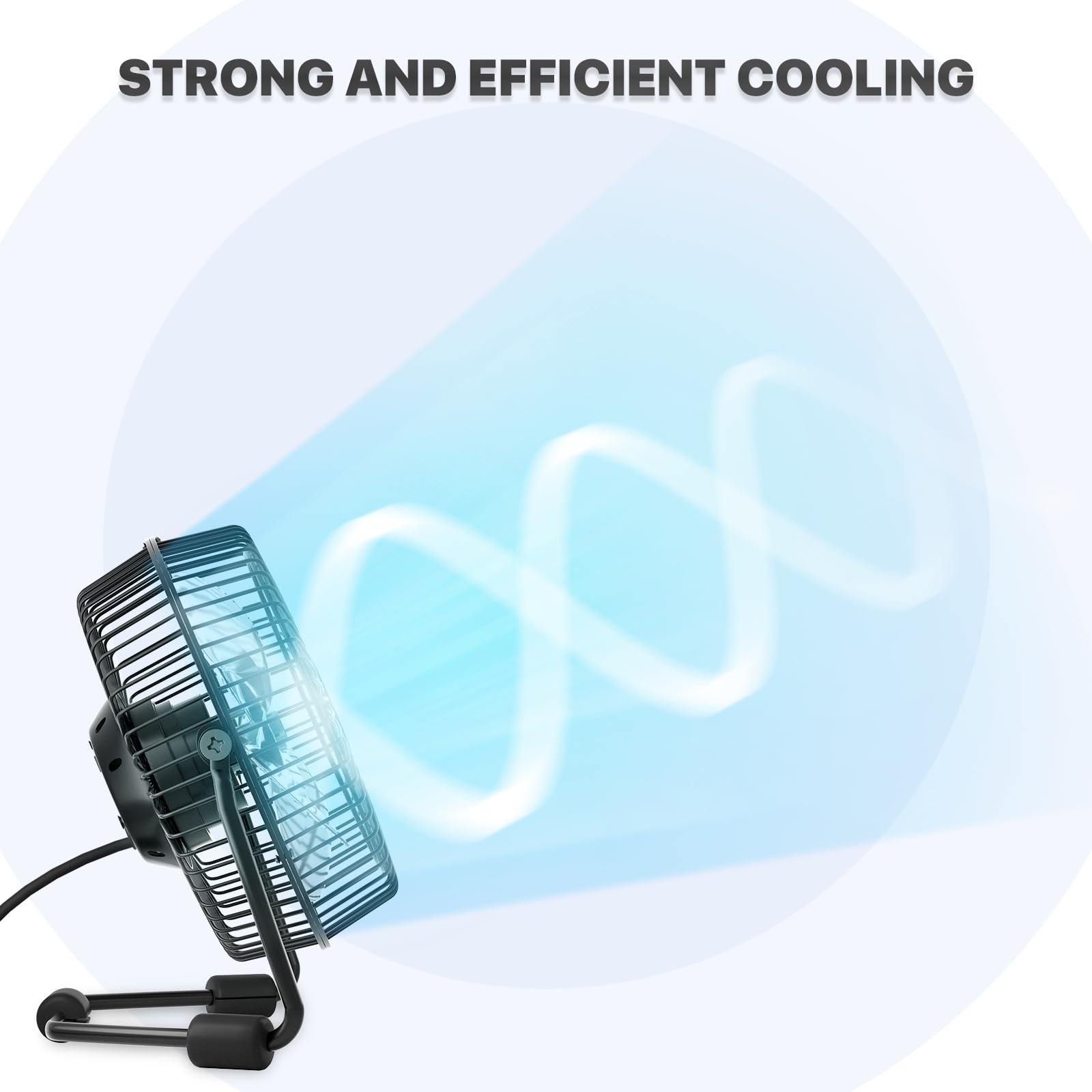 mollie 4-Inch Small USB Desk Fan for Home Office Bedroom Mini Personal Desktop Air Circulator Ultra Quiet Cooling Table Fan Adjustable Tilt Black