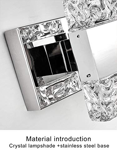 OYLYW Modern LED Bathroom Vanity Light Fixtures Chrome Stainless Steel 4 Light Wall Sconces for Bathroom Lighting Fuxture Over Mirror 28 Inch 40w LED Crystal Wall Light Cool White 5800K