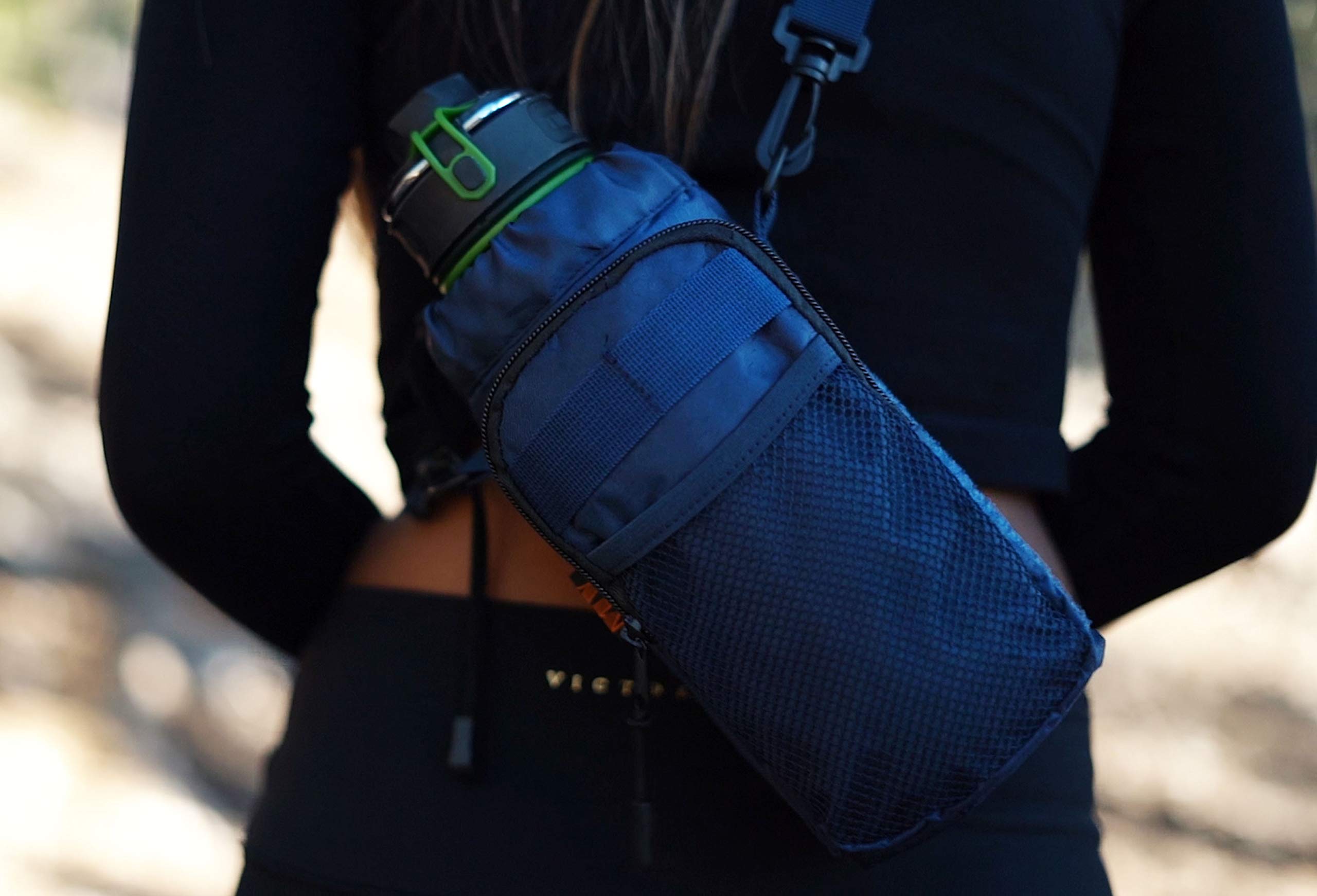 Mindful Ventures Water Bottle Holder - Insulated Water Bottle Carrier/Sling w/Adjustable Shoulder Strap | Pocket for Phone, Accessories | Up to 40oz | Great for Hydro Flask Walking Hiking
