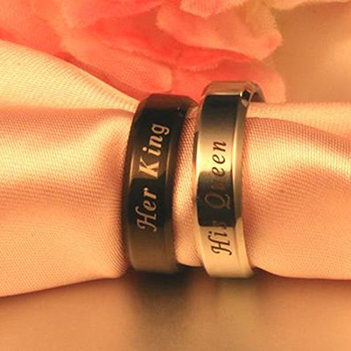 Little Chair Her King His Queen Titanium Stainless Steel Couples Finger Ring (His Queen, 7)