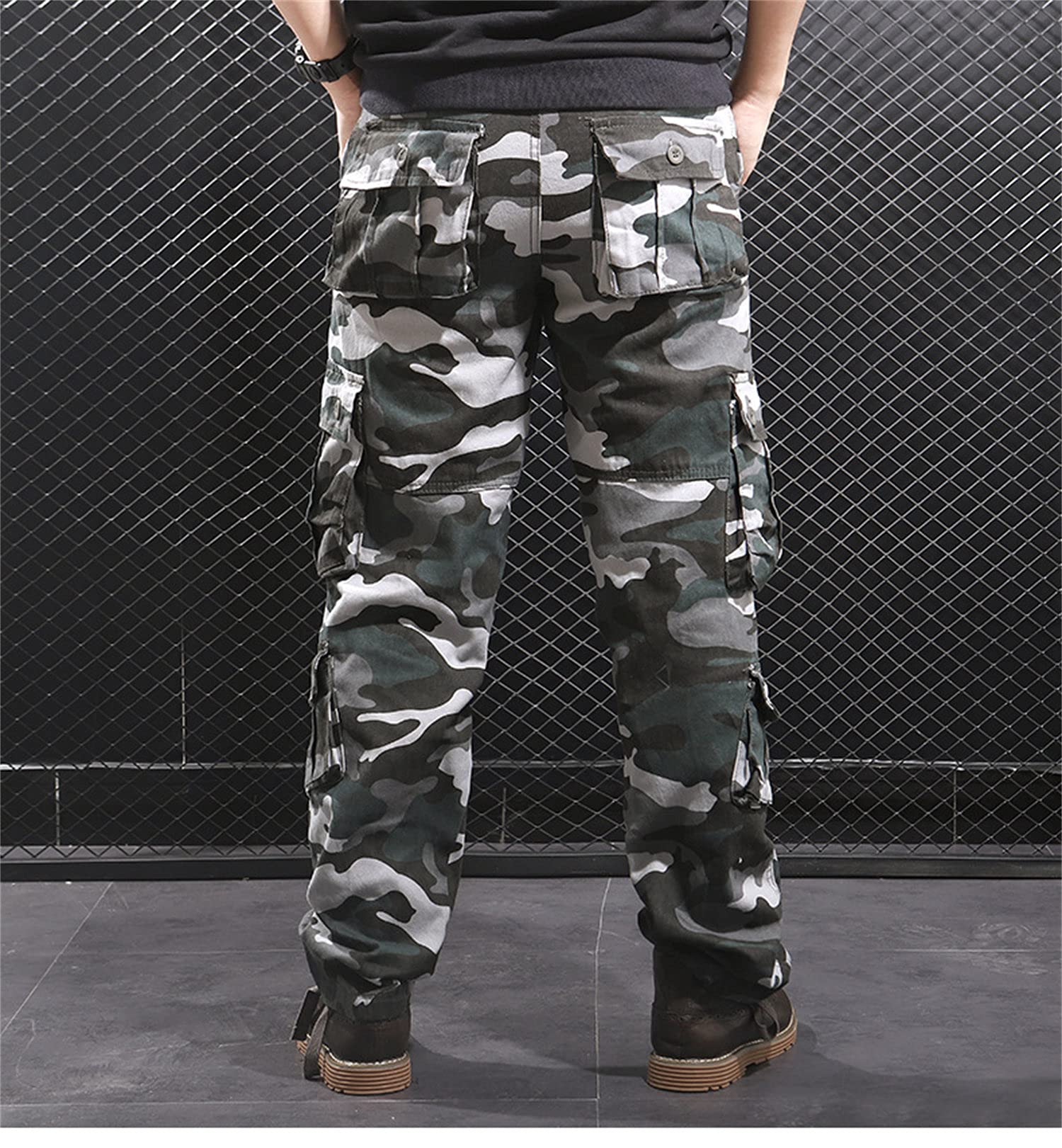 Men's Multi Pocket Military Pants Camo Combat Work Trousers Casual Hiking Pockets Army Slacks (Blue,40)